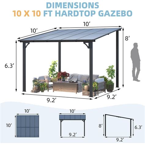 Inkedz 10 X 10 Gazebo Wall Mounted Gazebos Pergola On Clearance