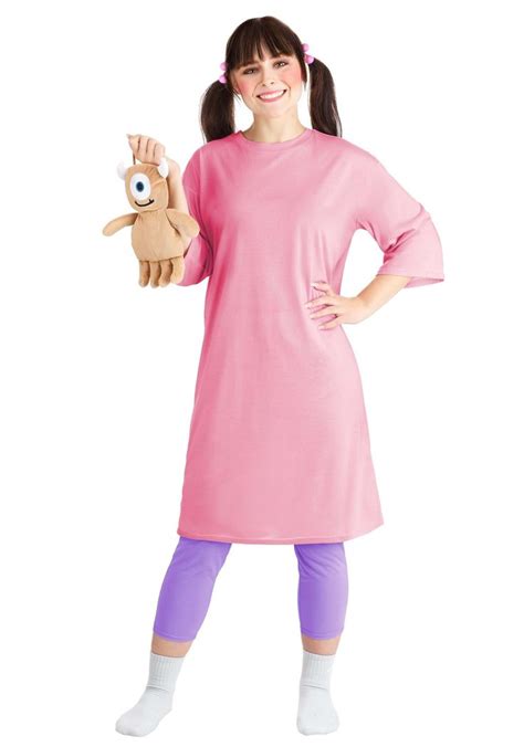 Disney Pixar Monsters Inc Boo Costume For Women Pink Shirt Leggings Hair Ties Set