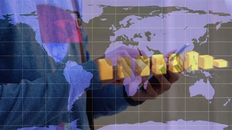 Animation Of Data Processing Over World Map With Caucasian Businessman Using Smartphone Free