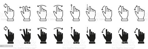 Computer Cursor Pointer Icon Set Hand With Finger Digital Mouse Click
