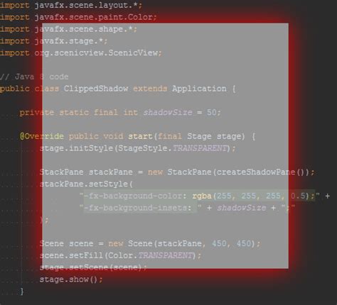How Do I Create A JavaFX Transparent Stage With Shadows On Only The