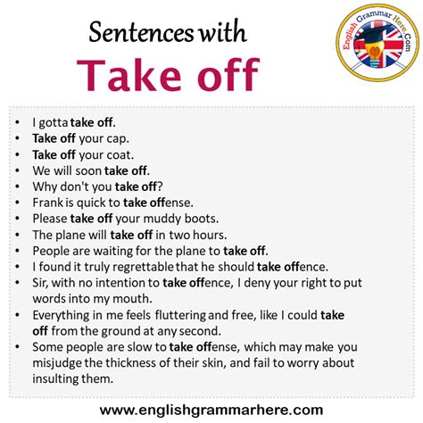 Sentences With Take Off Take Off In A Sentence In English Sentences