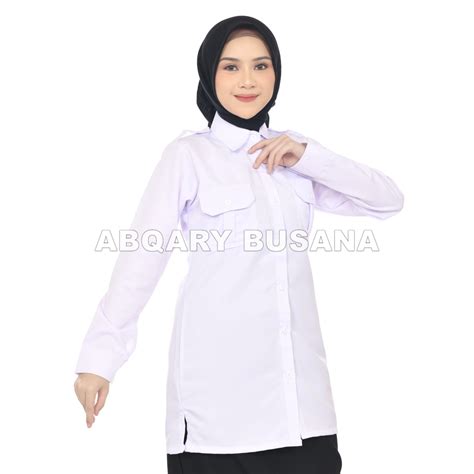 Jual Baju Dinas Pdh Putih Wanita Seragam Putih Pns Wanita Bahan Lembut Atasan Putih Dinas