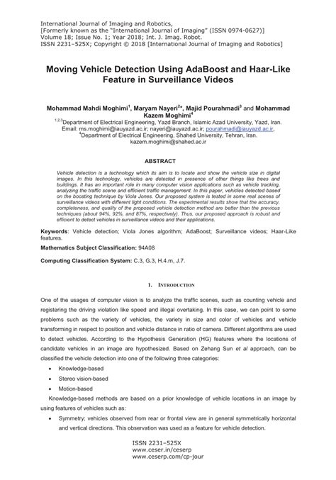Pdf Moving Vehicle Detection Using Adaboost And Haar Like Feature In