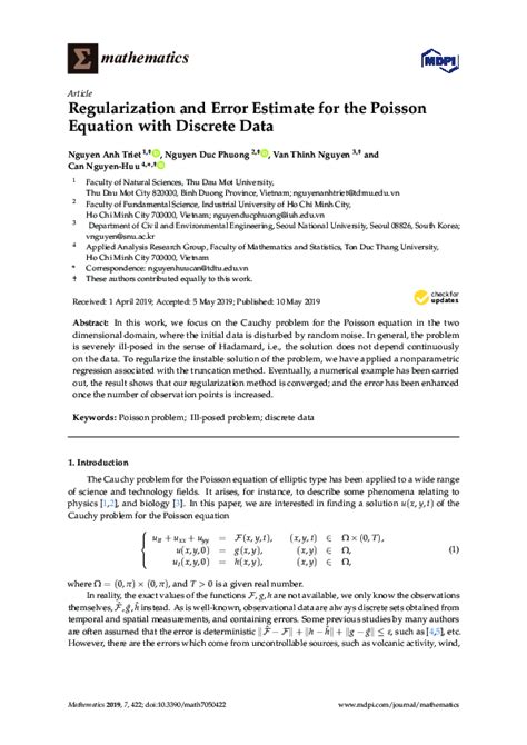Pdf Regularization And Error Estimate For The Poisson Equation With Discrete Data