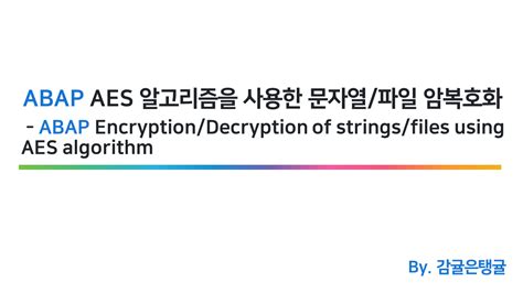 Abap Aes 알고리즘을 사용한 문자열파일 암복호화encryptiondecryption Of Stringsfiles Using Aes Algorithm