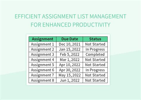 Free Assignment List Templates For Google Sheets And Microsoft Excel
