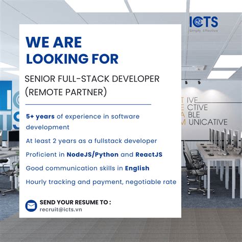 Senior Fullstack Developer Remote Partner — Icts Custom Software