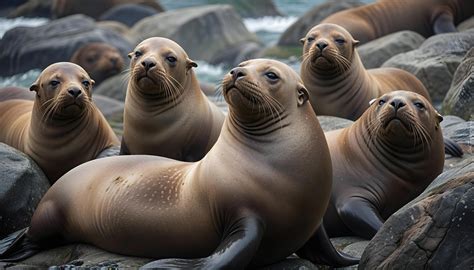 Leżące Foki Na Skałach