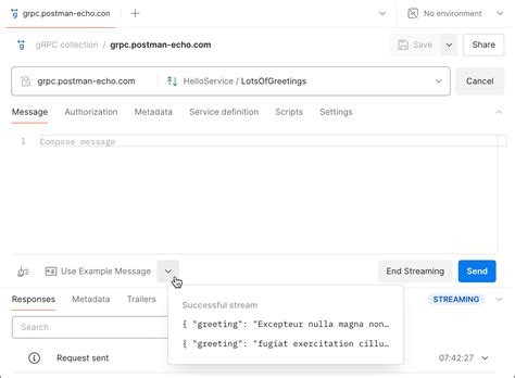 save edit and share grpc request response examples postman docs