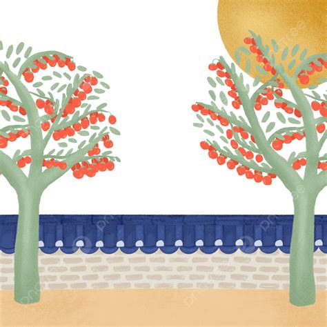 감나무와 달 추석 감나무 한국 Png 일러스트 및 Psd 이미지 무료 다운로드 Pngtree