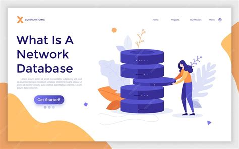 Premium Vector Landing Page Template With Woman Holding Server