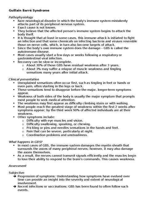 Gbs Gbs Notes Guillain Barré Syndrome Pathophysiology Rare Neurological Disorder In Which
