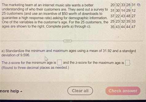 Solved Standardize The Minimum And Maximum Ages Using A Mean Chegg