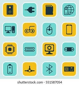 Set 16 Computer Hardware Icons Includes Stock Vector Royalty Free 551587054 Shutterstock
