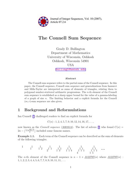 The Connell Sum Sequence