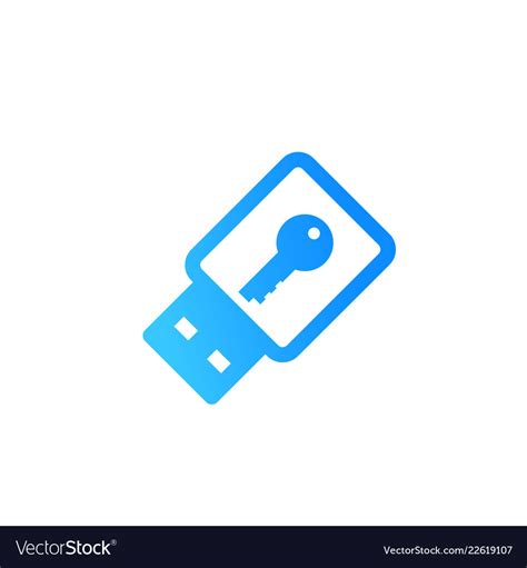 Usb Stick Security Key Icon On White Royalty Free Vector