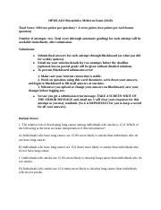 Biostats Midterm Docx HP AO Biostatistics Midterm Exam Total Score Two