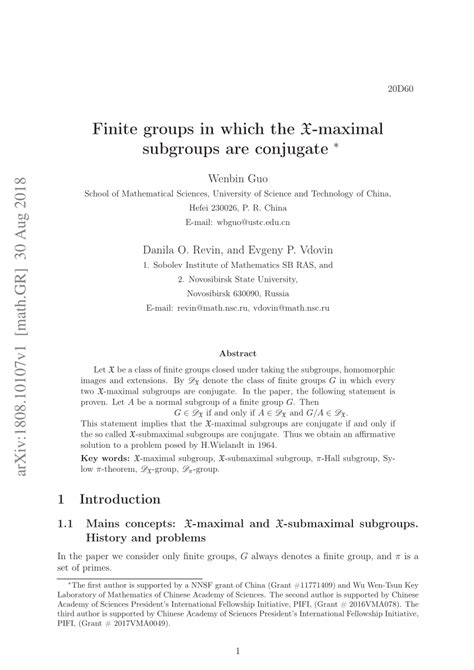 Pdf Finite Groups In Which The Mathfrak X Maximal Subgroups Are