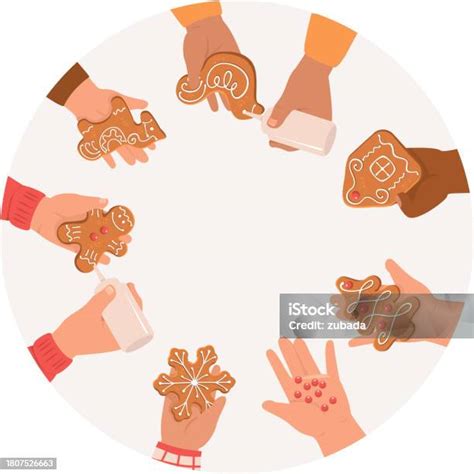 진저 브레드 쿠키를 장식하는 아이들 전통적인 크리스마스 비스킷을 가진 아이의 손 겨울에 대한 스톡 벡터 아트 및 기타 이미지 겨울 공예 공휴일 Istock