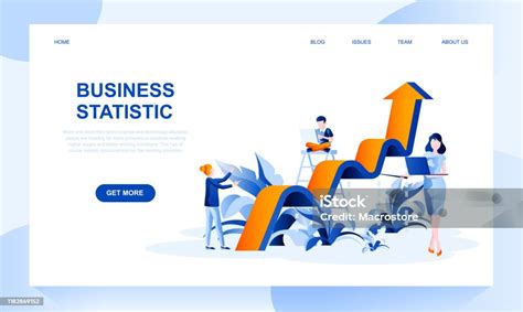 비즈니스 통계 벡터 방문 페이지 템플릿 헤더 금융 연구 웹 배너 평면 일러스트와 홈페이지 디자인 개념에 대한 스톡 벡터 아트 및 기타 이미지 Istock