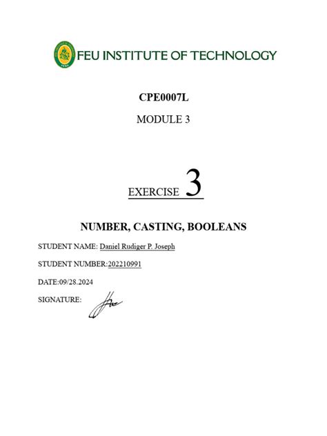 Fa3 Joseph Daniel Casting Booleans Pdf Boolean Data Type Data Type