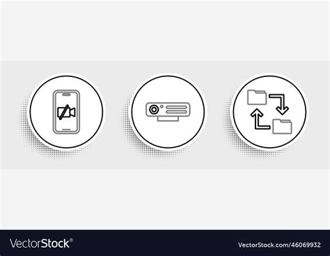 Set Line Cloud Storage Document Folder Video Vector Image