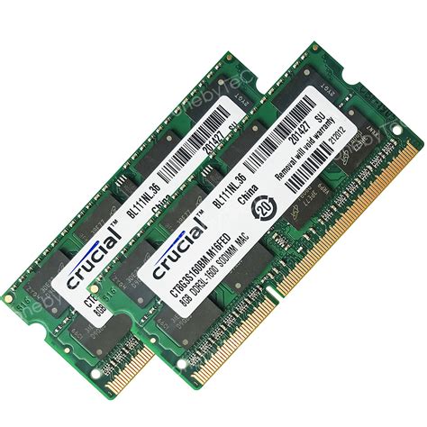 Crucial 16gb Kit 2x8gb Pc3l 12800s Ddr3l 1600 204pins Sodimm Laptop