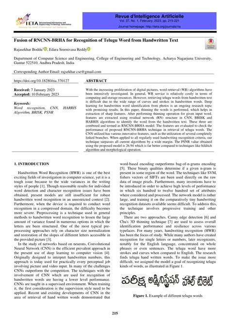 Pdf Fusion Of Rncnn Brha For Recognition Of Telugu Word From