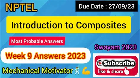 Introduction To Composites Week 9 Quiz Assignment 9 Solution Nptel Swayam 2023 Youtube