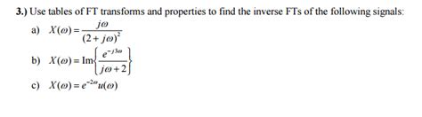 Solved Use Tables Of FT Transforms And Properties To Find Chegg Com