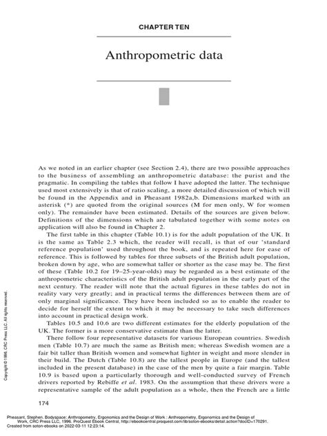 Bodyspace Anthropometry Ergonomics And The Design 10