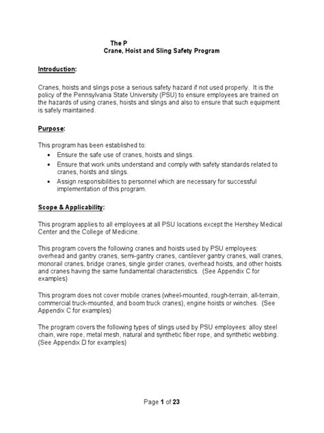 Crane Written Program Pdf Crane Machine Safety