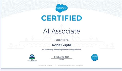 Rohit Gupta On Linkedin Salesforce Ai Salesforceai Certification Trailhead Careergrowth