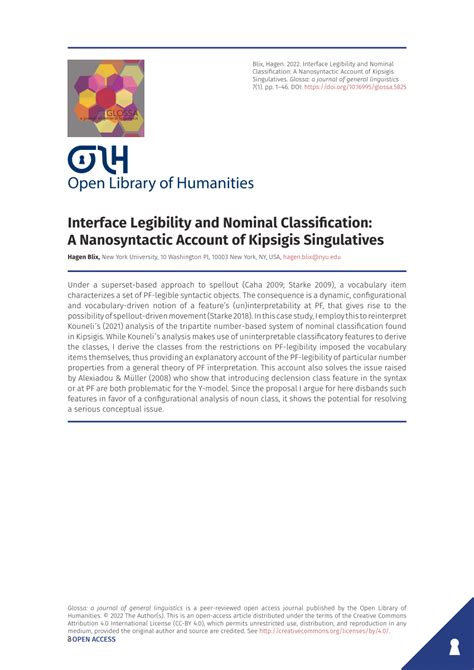 Pdf Interface Legibility And Nominal Classification A Nanosyntactic