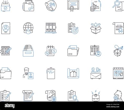 Paper Management Line Icons Collection Organization Efficiency