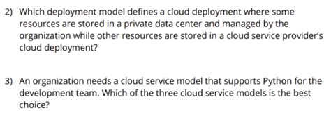 Solved 2 Which Deployment Model Defines A Cloud Deployment Chegg