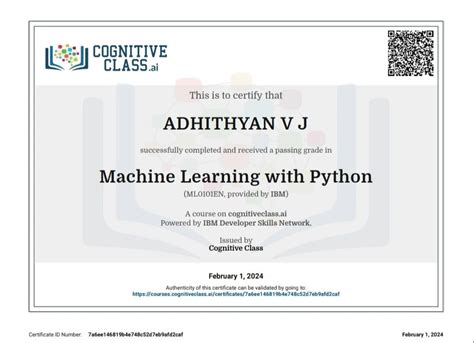 adhithyan vj on linkedin successfully completed a course on machine learning with python in…