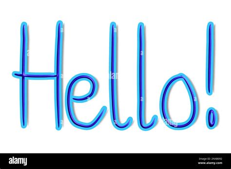 Hello Word With Exclamation Mark In Handwritten Blue 3d Letters