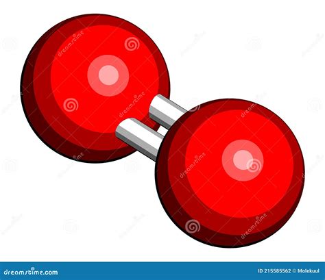 Elemental Oxygen O2 Molecule 3d Rendering Atoms Are Represented As