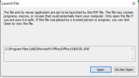Unable To Open Up A Xlsm File From Within PDF Adobe Product Community