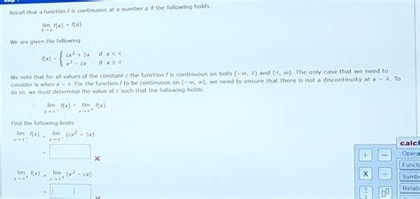 Solved Recall That A Function Is Continuous At A Number A If