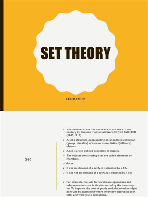 Lecture 2 Set Theory Pdf Set Mathematics Numbers