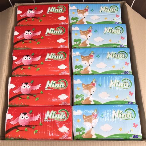 นีน่า ยกลัง กระดาษทิชชู่ กระดาษเช็ดหน้า Nina Softpack 50 ห่อ 150 แผ่น ผลิตจากเยื่อใหม่ 100