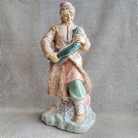 Большая статуэтка емеля со щукой 36см гипс кунгурский зхи ссср 50е гг — ціна 830 грн у