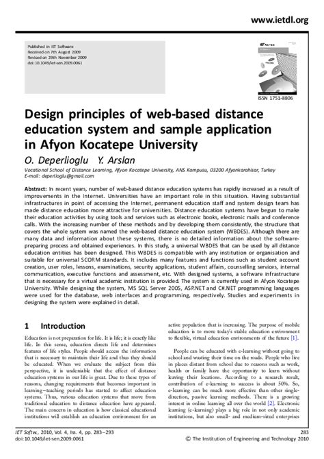 Pdf Design Principles Of Web Based Distance Education System And
