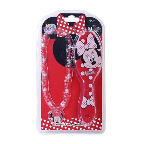 Lil Diva Minnie Mouse Hair Brush With Necklace — Toycra