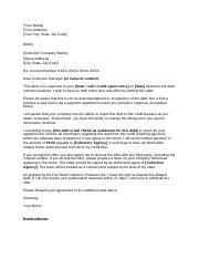 Debt Settlement Letter Negotiate Protect Your Credit Score Course Hero