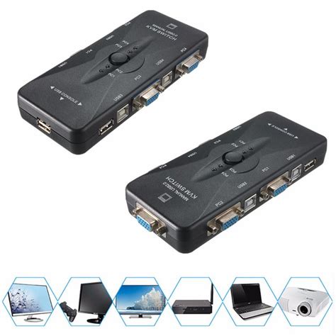 4 Port Usb Kvm Switch Switcher Box Vga Svga Splitter Auto Controller Mouse Keyboard ขาย