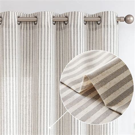 Topick Leinen Vorhänge Gestreifte Gardinen Mit Ösen Modern Beige Leinenoptik Vorhänge Wohnzimmer